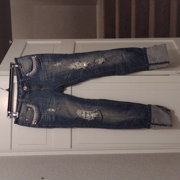 L.A. idol | Jeans | New La Idol Cuffed Jeans Enhanced With Rhinestones ...